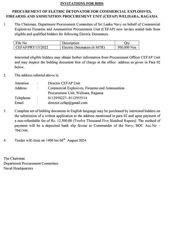 Invitation of Bids - Ministry of Defence Commercial Explosives ...